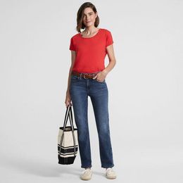 LANDS' END All-Day CoolMax Straight Fit Jeans Mid Waist, Damen, size: regular, Blau, by Lands' End