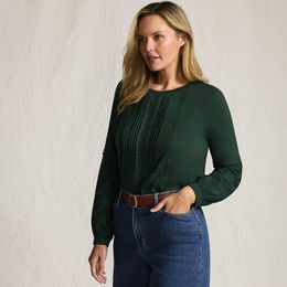 LANDS' END Biesenshirt aus Baumwoll/Modalmix f&uuml;r Damen in Plus-Gr&ouml;&szlig;e, Damen, size: plus, Gr&uuml;n, Baumwoll-Mischung/Viskose-Mischung, by Lands' End