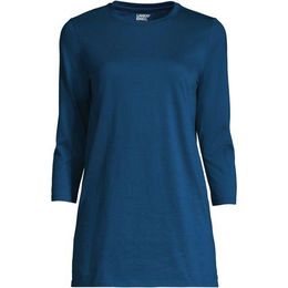 LANDS' END Supima-Shirt mit 3/4-&Auml;rmeln f&uuml;r Damen, Damen, size: regular, Blau, Baumwolle, by Lands' End