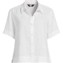 LANDS' END Premium Reinleinen-Hemd mit kurzen &Auml;rmeln f&uuml;r Damen in Plus-Gr&ouml;&szlig;e, Damen, size: plus, Wei&szlig;, Leinen, by Lands' End