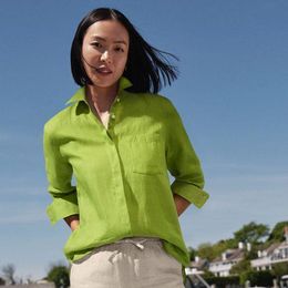 LANDS' END Premium Reinleinen-Bluse f&uuml;r Damen, Damen, size: regular, Gr&uuml;n, Leinen, by Lands' End