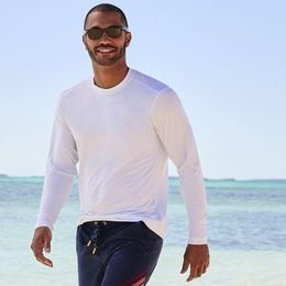 LANDS' END Langarm-Badeshirt f&uuml;r Herren, Herren, size: regular, Wei&szlig;, by Lands' End