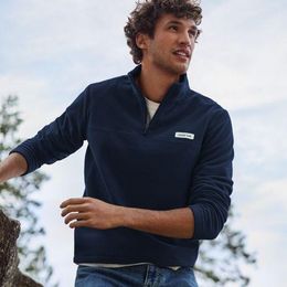 LANDS' END Anyweather Fleece-Pullover mit Rei&szlig;verschluss in Tall-Gr&ouml;&szlig;e, Herren, size: tall, Blau, Polyester, by Lands' End