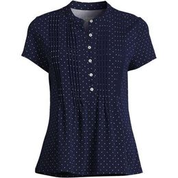 LANDS' END Kurz&auml;rmeliges Biesenshirt aus Baumwolle/Modal-Mix f&uuml;r Damen in Plus-Gr&ouml;&szlig;e, Damen, size: plus, Blau, Baumwoll-Mischung/Baumwolle Modal, by Lands' End