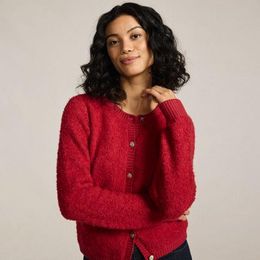 LANDS' END Boucl&eacute;-Cardigan mit goldfarbenen Kn&ouml;pfen f&uuml;r Damen in Petite-Gr&ouml;&szlig;e, Damen, size: petite, Rot, Wolle/Polyester/Polyacryl, by Lands' End