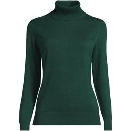 LANDS' END Feinstrick-Rollkragenpullover aus Baumwolle f&uuml;r Damen, Damen, size: regular, Gr&uuml;n, Baumwolle, by Lands' End