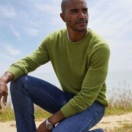 LANDS' END Kaschmirpullover mit rundem Ausschnitt f&uuml;r Herren, Herren, size: regular, Gr&uuml;n, Kaschmir, by Lands' End