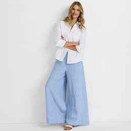 LANDS' END Premium Reinleinen-Palazzohose f&uuml;r Damen, Damen, size: regular, Blau, Leinen, by Lands' End