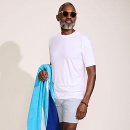 LANDS' END Kurzarm-Badeshirt f&uuml;r Herren, Herren, size: regular, Wei&szlig;, by Lands' End