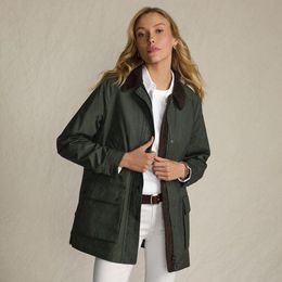 LANDS' END Lange Wachsjacke aus Baumwolle f&uuml;r Damen, Damen, size: regular, Gr&uuml;n, Baumwoll-Mischung/Polyester-Mischung, by Lands' End