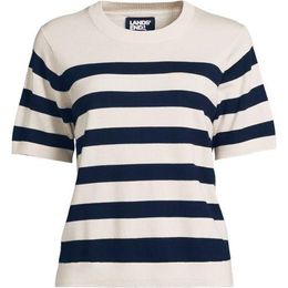 LANDS' END Merinopullover mit kurzen &Auml;rmeln f&uuml;r Damen, Damen, size: regular, Blau, Wolle, by Lands' End