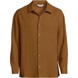 LANDS' END Doppellagiges Langarm-Hemd f&uuml;r Herren, Herren, size: regular, Beige, by Lands' End