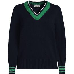 LANDS' END Tennispullover DRIFTER mit V-Ausschnitt f&uuml;r Damen, Damen, size: regular, Gr&uuml;n, Baumwolle, by Lands' End