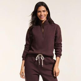 LANDS' END Serious Sweats Pullover mit Rei&szlig;verschluss, Damen, size: regular, Braun, Baumwoll-Mischung/Polyester-Mischung, by Lands' End