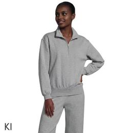 LANDS' END Serious Sweats Pullover mit Rei&szlig;verschluss, Damen, size: regular, Grau, Baumwoll-Mischung/Polyester-Mischung, by Lands' End