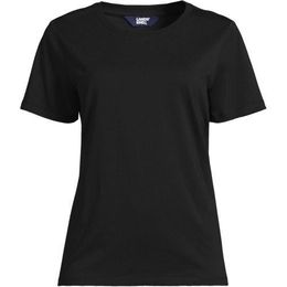 LANDS' END Supima T-Shirt mit Rundhalsausschnitt f&uuml;r Damen, Damen, size: regular, Schwarz, Baumwolle, by Lands' End