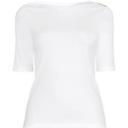 LANDS' END Supima-Shirt aus Baumwolle mit U-Boot-Ausschnitt in Petite-Gr&ouml;&szlig;e f&uuml;r Damen, Damen, size: petite, Wei&szlig;, Baumwolle, by Lands' End