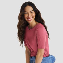 LANDS' END Supima-Shirt aus Baumwolle mit U-Boot-Ausschnitt f&uuml;r Damen, Damen, size: regular, Rot, Baumwolle, by Lands' End