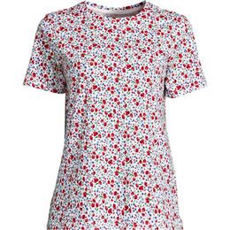 LANDS' END Supima Kurzarm-Shirt mit rundem Ausschnitt f&uuml;r Damen in Petite-Gr&ouml;&szlig;e, Damen, size: petite, Elfenbein, Baumwolle, by Lands' End