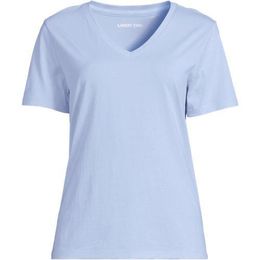 LANDS' END Supima Kurzarm-Shirt mit V-Ausschnitt f&uuml;r Damen, Damen, size: regular, Blau, Baumwolle, by Lands' End