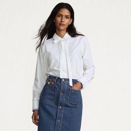 LANDS' END Pflegeleichte Langarmbluse mit abnehmbarer Schleife f&uuml;r Damen, Damen, size: regular, Wei&szlig;, Baumwolle, by Lands' End