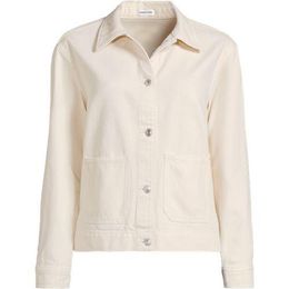 LANDS' END Soft Comfort Jeansjacke im Leinenmix in Petite-Gr&ouml;&szlig;e, Damen, size: petite, Elfenbein, by Lands' End