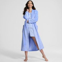 LANDS' END Bademantel aus Pl&uuml;sch-Fleece f&uuml;r Damen in Normal-Gr&ouml;&szlig;e, Damen, size: regular, Blau, Polyester, by Lands' End