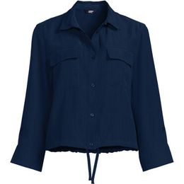 LANDS' END Verk&uuml;rztes Twillhemd mit Kordelzug f&uuml;r Damen, Damen, size: regular, Blau, Polyester/Viskose, by Lands' End