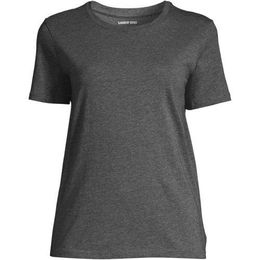 LANDS' END Supima Kurzarm-Shirt mit rundem Ausschnitt f&uuml;r Damen in Petite-Gr&ouml;&szlig;e, Damen, size: petite, Grau, Baumwolle, by Lands' End