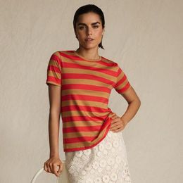 LANDS' END Supima Kurzarm-Shirt mit rundem Ausschnitt f&uuml;r Damen in Petite-Gr&ouml;&szlig;e, Damen, size: petite, Braun, Baumwolle, by Lands' End