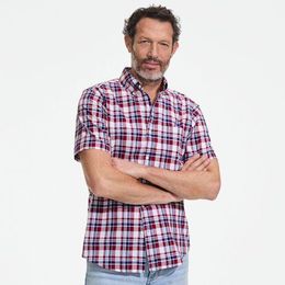 LANDS' END Madras-Kurzarmhemd f&uuml;r Herren, Classic Fit, Herren, size: regular, Rot, Baumwolle, by Lands' End