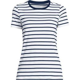 LANDS' END Supima Kurzarm-Shirt mit rundem Ausschnitt f&uuml;r Damen, Damen, size: regular, Blau, Baumwolle, by Lands' End