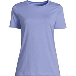LANDS' END Supima Kurzarm-Shirt mit rundem Ausschnitt f&uuml;r Damen, Damen, size: regular, Lila, Baumwolle, by Lands' End