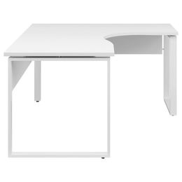 Voleo Eckschreibtisch, Wei&szlig;, Holzwerkstoff, formgebogen, eckig, 140x77.8x160 cm, FSC Mix, Arbeitszimmer, Schreibtische, Eckschreibtische