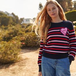 LANDS' END Jacquard-Pullover DRIFTER mit Ballon&auml;rmeln f&uuml;r Damen, Damen, size: regular, Blau, Baumwolle, by Lands' End