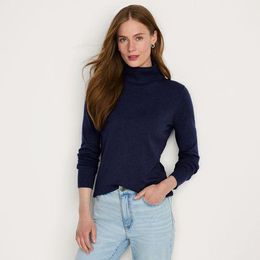 LANDS' END Feinstrick-Rollkragenpullover aus Baumwolle f&uuml;r Damen, Damen, size: regular, Blau, Baumwolle, by Lands' End