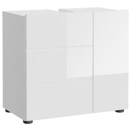 Mid.you Waschbeckenunterschrank, Wei&szlig; Hochglanz, Holzwerkstoff, 1 F&auml;cher, 60x57x34 cm, stehend, Badezimmer, Badezimmerschr&auml;nke, Waschbeckenunterschr&auml;nke