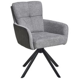 Livetastic Armlehnstuhl, Grau, Holz, Metall, Textil, Pappel, Sperrholz, Drehkreuz, 60x88x67 cm, Sitzfl&auml;che 360&deg; drehbar, Esszimmer, St&uuml;hle, Esszimmerst&uuml;hle, Armlehnenst&uuml;hle