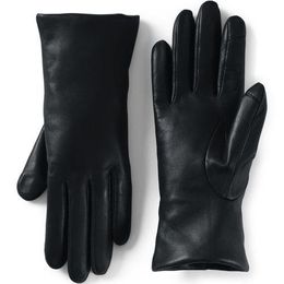 LANDS' END Lederhandschuhe mit Kaschmirfutter, Damen, size: regular, Schwarz, Kaschmir/Leder, by Lands' End