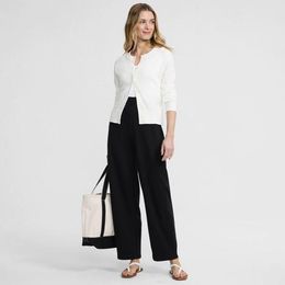 LANDS' END Sport Knit Barrel-Hose High Waist f&uuml;r Damen in Petite-Gr&ouml;&szlig;e, Damen, size: petite, Schwarz, Baumwolle, by Lands' End