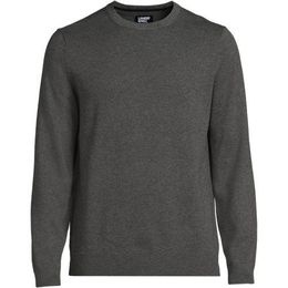 LANDS' END Rundhals-Pullover aus Baumwoll-Feinstrick f&uuml;r Herren, Herren, size: regular, Grau, Baumwolle, by Lands' End