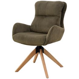Livetastic Armlehnstuhl, Gr&uuml;n, Holz, Metall, Textil, Eiche, Pappel, massiv, Sperrholz, Flachrohr, 60x91x72 cm, Sitzfl&auml;che 360&deg; drehbar, Esszimmer, St&uuml;hle, Esszimmerst&uuml;hle, Armlehnenst&uuml;hle