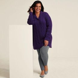 LANDS' END Starfish Leggings Mid Waist in Plus-Gr&ouml;&szlig;e, Damen, size: plus, Grau, Elasthan/Baumwoll-Mischung, by Lands' End