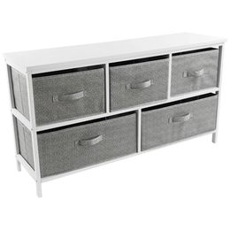 CARRYHOME Kommode, Grau, Wei&szlig;, Holz, Textil, Karton, Holzwerkstoff, Kiefer, massiv, 5 Schublade(n) Schubladen, 101x55x30 cm, Typenauswahl, stehend, in verschiedenen Gr&ouml;&szlig;en erh&auml;ltlich, Holzm&ouml;bel, Kleinm&ouml;bel Holz, Holzkommoden