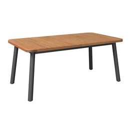 Ambia Garden Gartentisch, Akazie, Holz, Metall, Akazie, massiv, Schichtholz, rechteckig, Rundrohr, 100x75x180 cm, FSC 100%, ausziehbar, Gartenm&ouml;bel, Gartentische, Gartentische ausziehbar