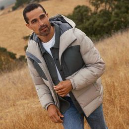 LANDS' END Daunen-Steppjacke mit Kapuze f&uuml;r Herren, Herren, size: regular, Grau, Polyester/Nylon/Daunen, by Lands' End