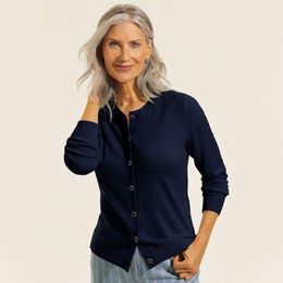 LANDS' END Merino-Cardigan f&uuml;r Damen in Petite-Gr&ouml;&szlig;e, Damen, size: petite, Blau, Wolle, by Lands' End