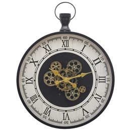 Landscape Wanduhr, Schwarz, Wei&szlig;, Gold, Metall, Glas, Holzwerkstoff, 48x63x6 cm, Dekoration, Uhren, Wanduhren