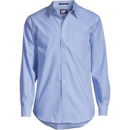 LANDS' END CLASSIC FIT Gemustertes, b&uuml;gelleichtes Pinpointhemd f&uuml;r Herren, Herren, size: regular, Blau, Baumwolle, by Lands' End