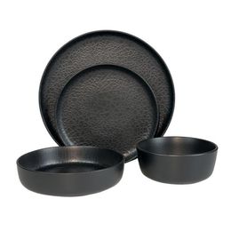 Novel Kombiservice Mika black, Schwarz, Keramik, 16-teilig, Uni, 550 ml, Lfgb, lebensmittelecht, Essen & Trinken, Geschirr, Geschirr-Sets, Kombiservice